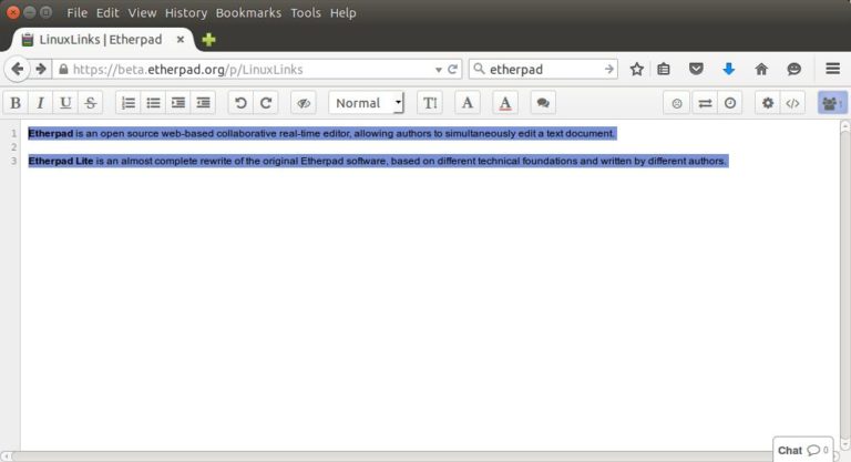 Etherpad - online editor providing real-time collaborative editing - LinuxLinks