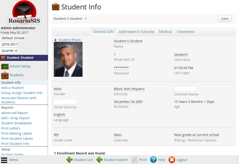 RosarioSIS - Student Information System for School Management - LinuxLinks
