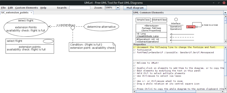UMLet - Java-based UML tool which teaches the Unified Modeling Language and create UML diagrams ...