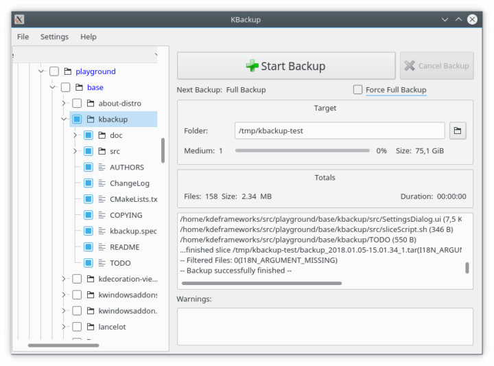 KBackup - back up your data in a simple, user friendly way - LinuxLinks