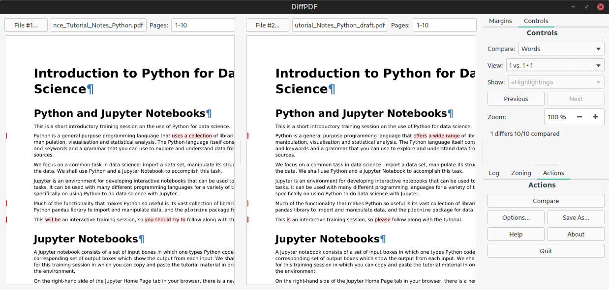 Diffpdf Compare Two Pdf Files Linuxlinks