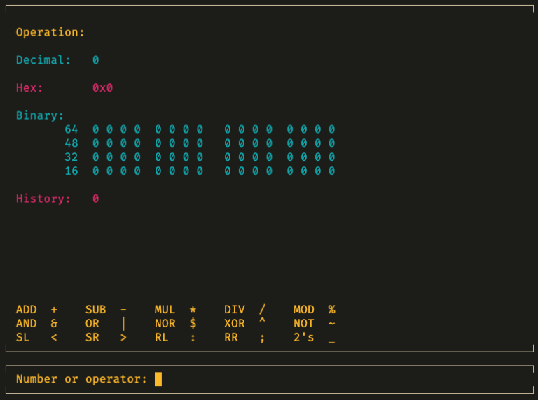 pcalc - terminal calculator made for programmers - LinuxLinks
