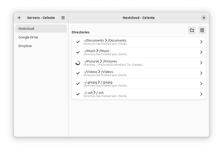 Celeste Gui File Synchronization Client Linuxlinks