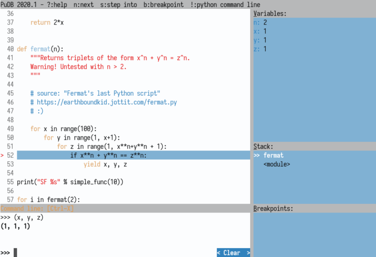 PuDB - console-based visual debugger for Python - LinuxLinks