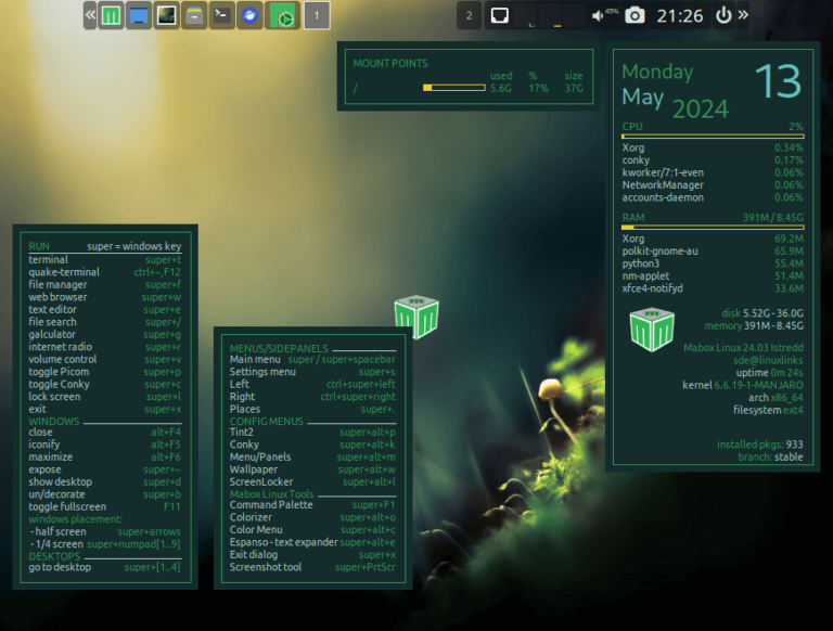 Mabox Linux - Manjaro-based desktop distribution - LinuxLinks