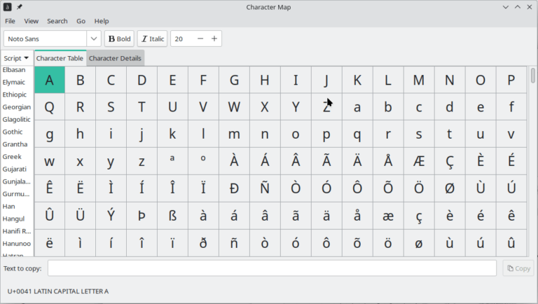 gucharmap - character map - LinuxLinks