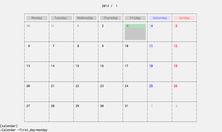 calendar.vim - calendar application for Vim - LinuxLinks