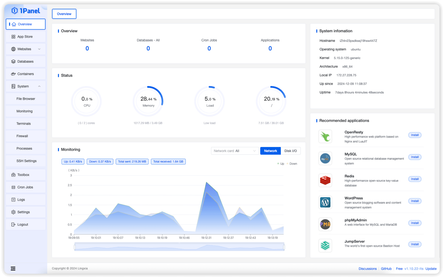 1Panel - modern web-based control panel for Linux server management - LinuxLinks