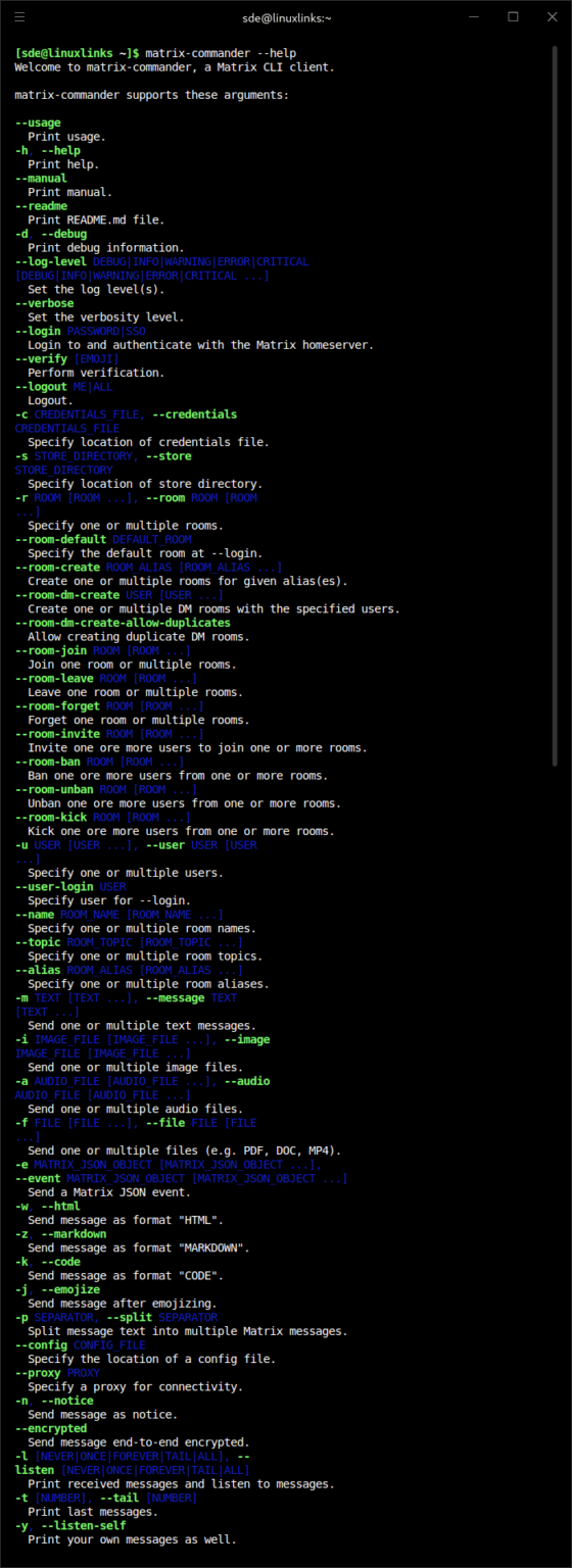 matrix-commander - simple CLI-based Matrix client - LinuxLinks