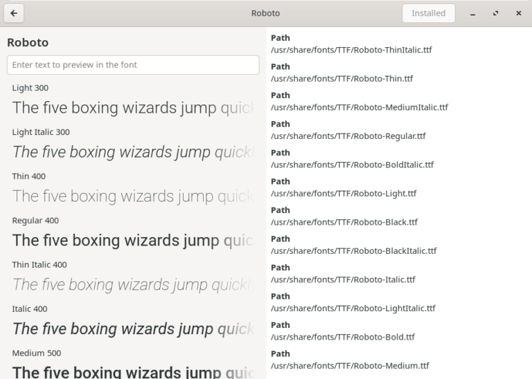 Font Viewer - view and install fonts - LinuxLinks