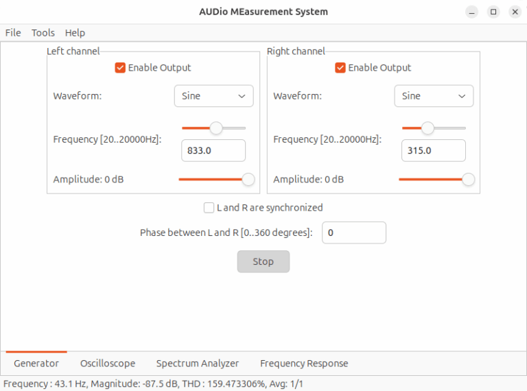 AUDio MEasurement System - oscilloscope and spectrum analyzer - LinuxLinks