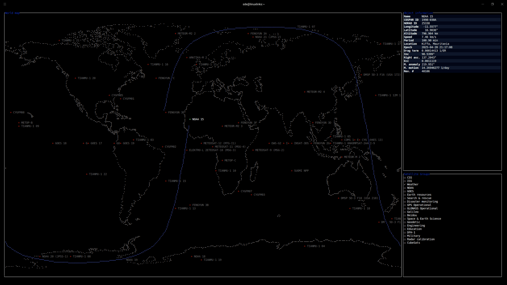 tracker offers real-time satellite tracks and orbit prediction - LinuxLinks