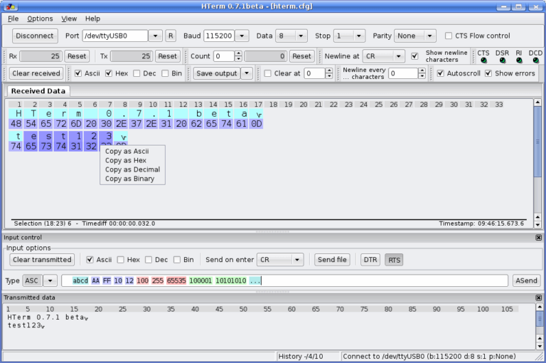 HTerm - terminal program for serial communication - LinuxLinks