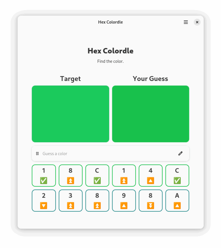 Hex Colordle - color guessing game - LinuxLinks