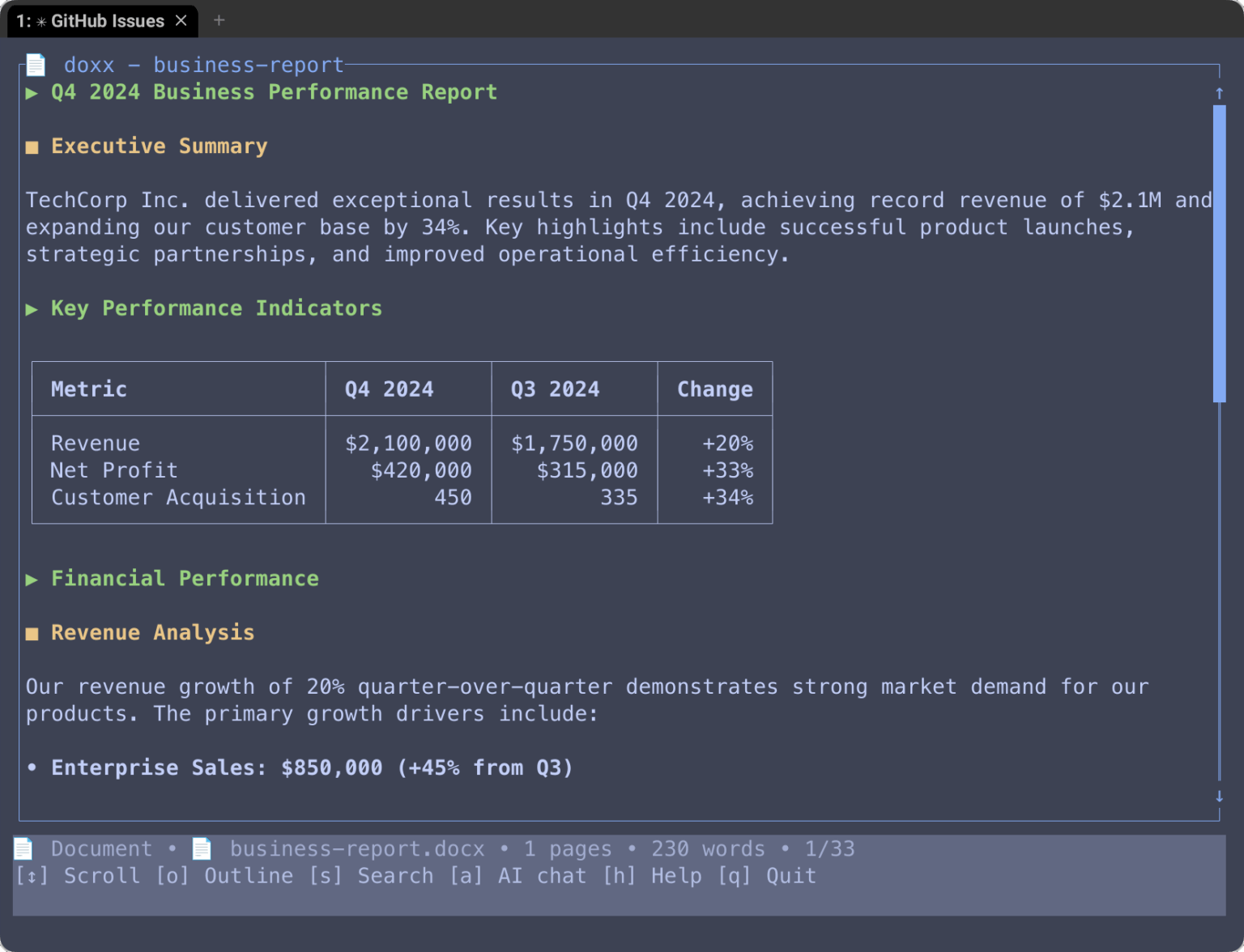 doxx - terminal-native document viewer for Word files - LinuxLinks