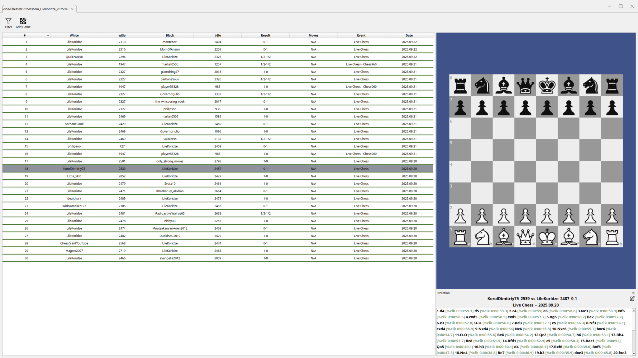 ChessMD - lightweight PGN database viewer and analysis tool - LinuxLinks