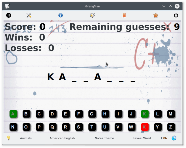 KHangMan - based on the well-known hangman game - LinuxLinks