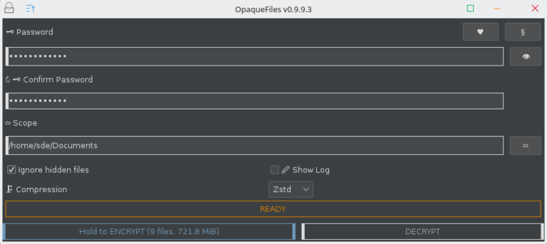 OpaqueFiles - file encryption software - LinuxLinks