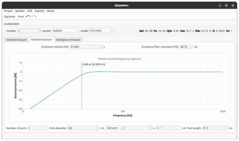 QSpeakers - loudspeaker enclosure designer - LinuxLinks