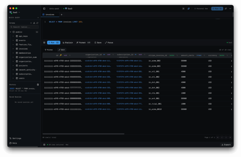 data-peek - SQL client desktop application - LinuxLinks