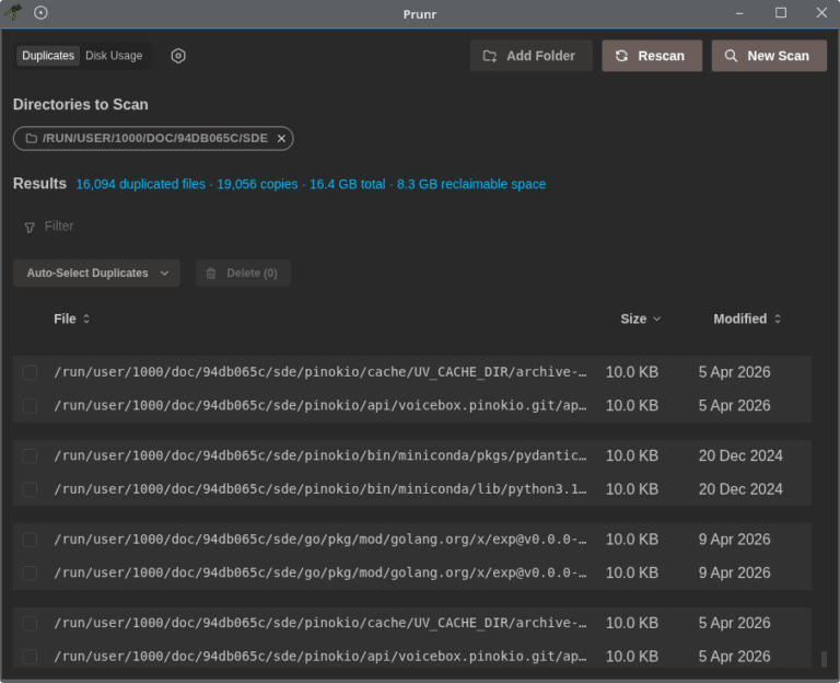 Prunr - find and remove duplicate files - LinuxLinks
