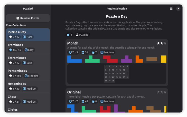 Puzzled - GNOME desktop application for solving daily tile-placement ...