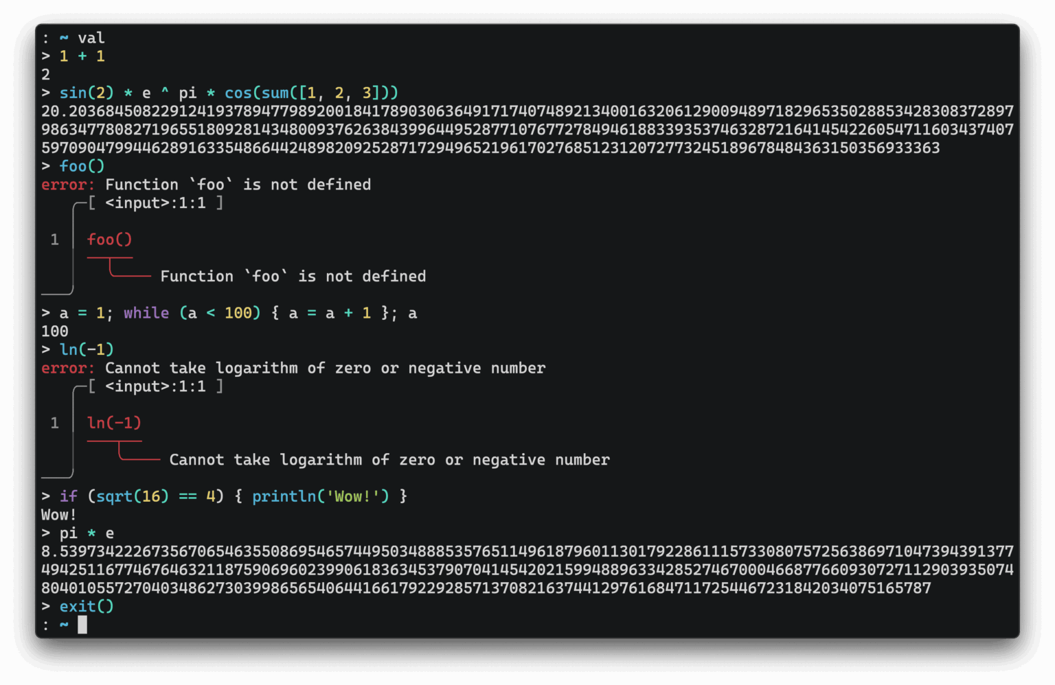 val - arbitrary precision calculator language - LinuxLinks